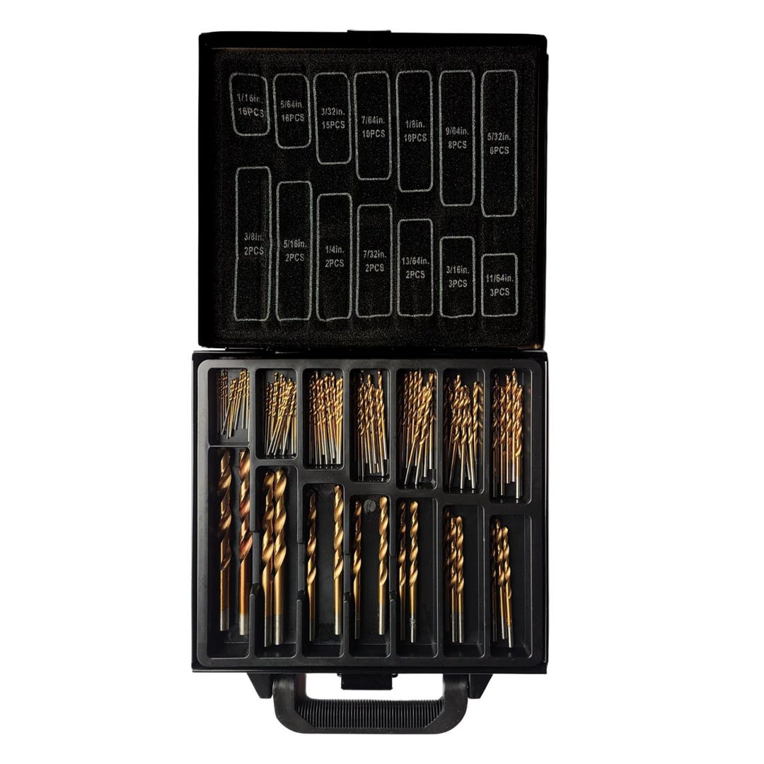 99 PCS Drill Bit Set 1/16"-3/8" HSS Titanium Multi Drill Bits Twist ...