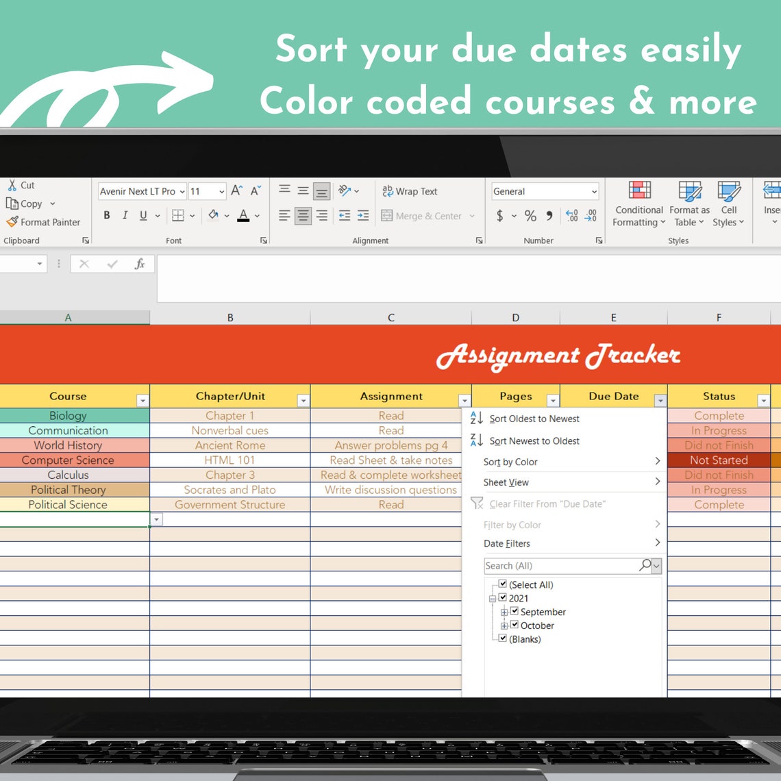 Assignment & Reading Tracker | Academic Planner | Track Due Dates ...