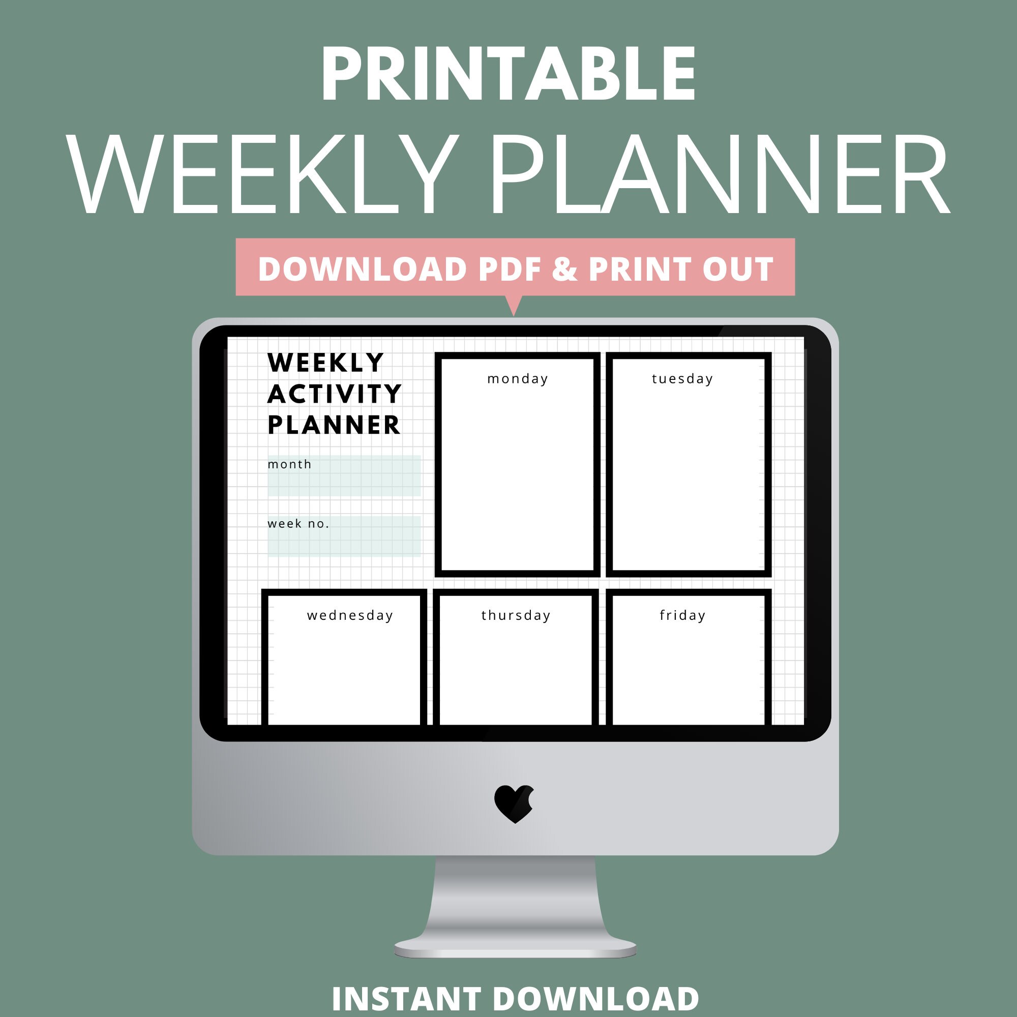 Weekly Planner Fitness Planner Fitness Journal Printable Planner Goal ...