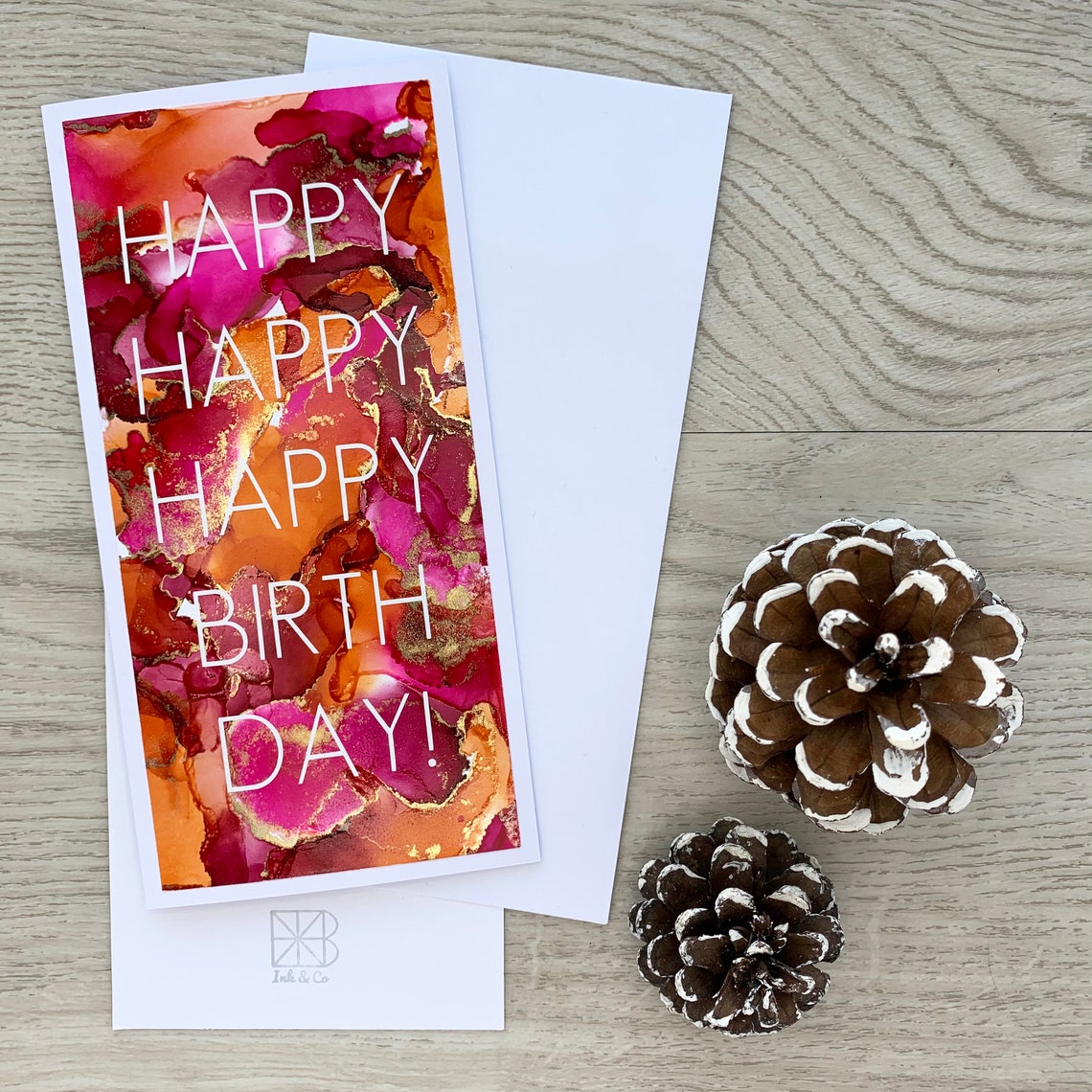Handmade Alcohol Ink Tall Birthday Cards | Etsy