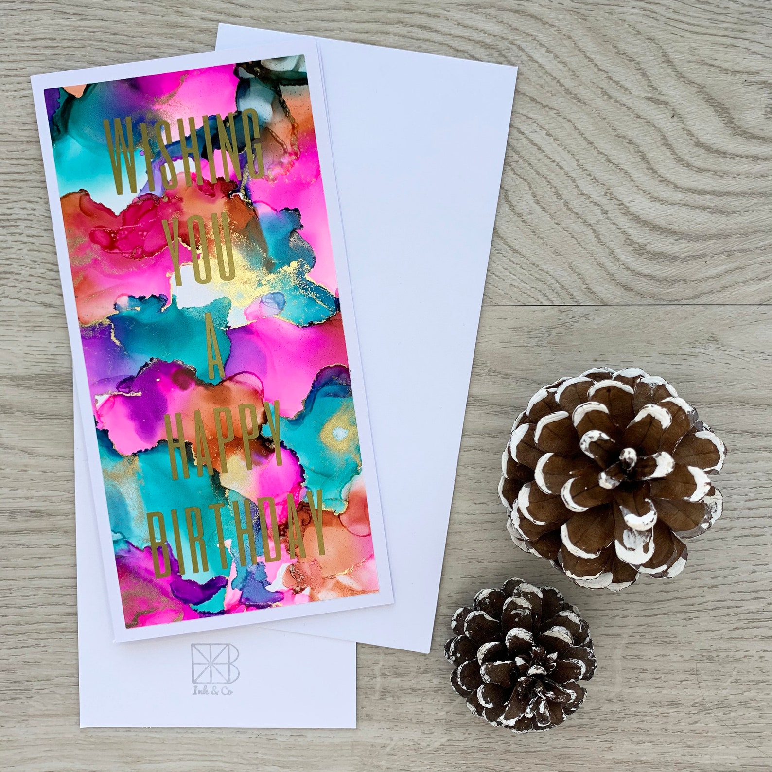 Handmade Alcohol Ink Tall Birthday Cards | Etsy