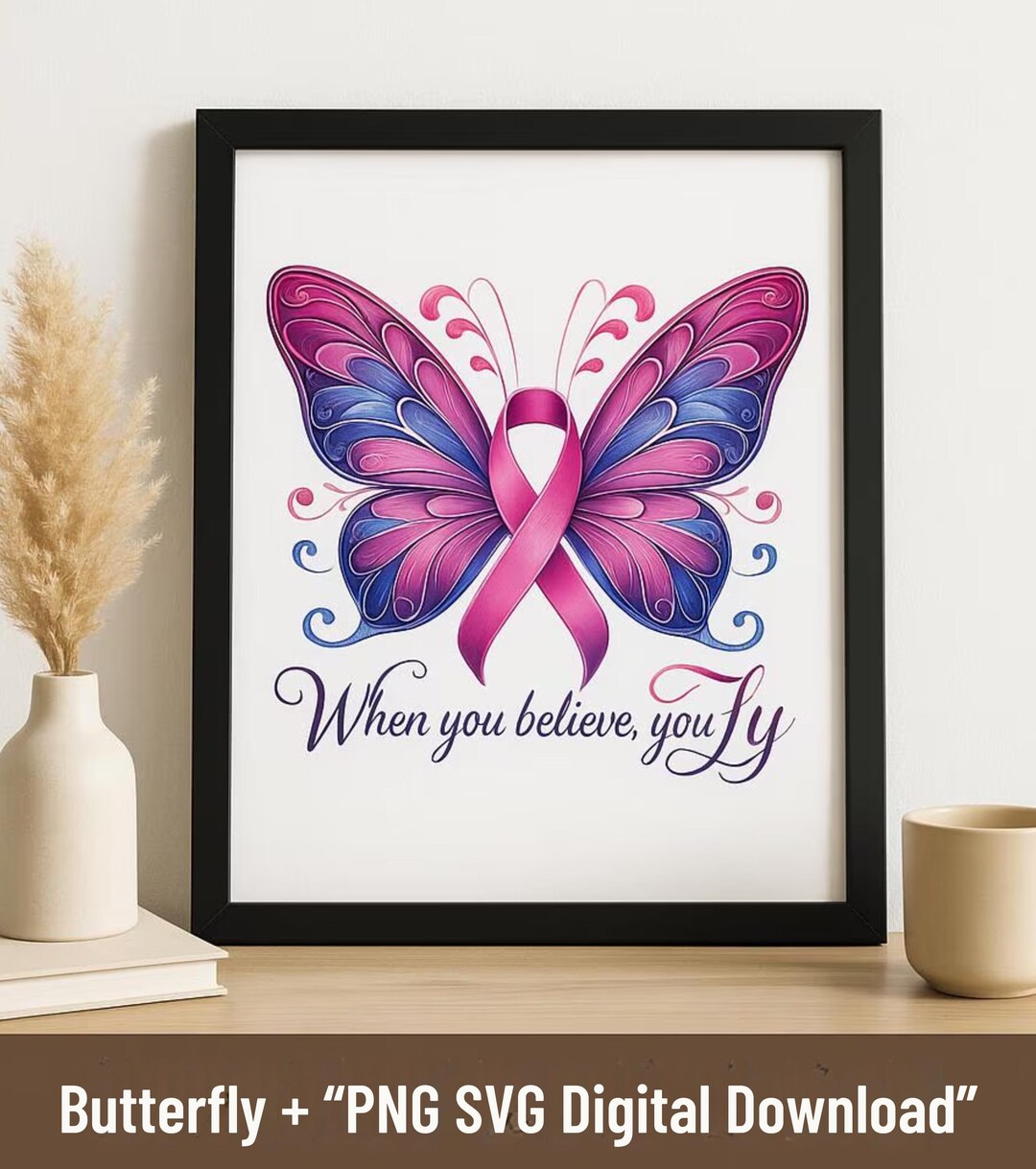 Breast Cancer Awareness Butterfly PNG, Pink Ribbon SVG, When You ...
