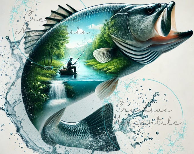 Fishing Digital Design | Bass Fish Sublimation PNG | Lake Fisherman ...