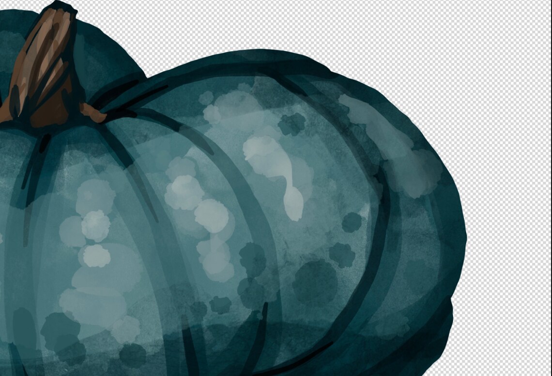 Halloween Watercolor Clip Art Autumn Pumpkins Green and White - Etsy