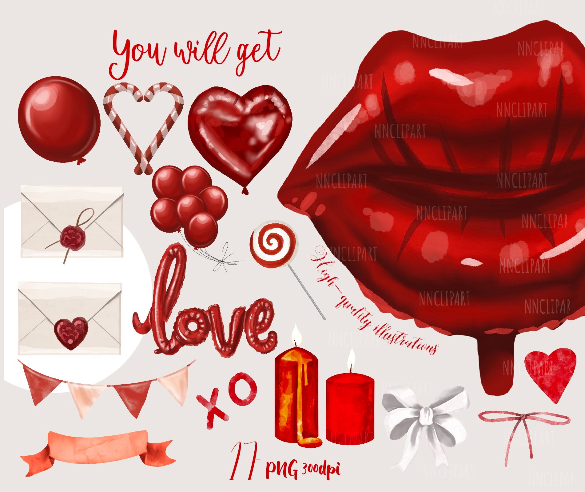 Watercolor Valentine's Day Clipart Love Wedding Clipart Valentines Day ...