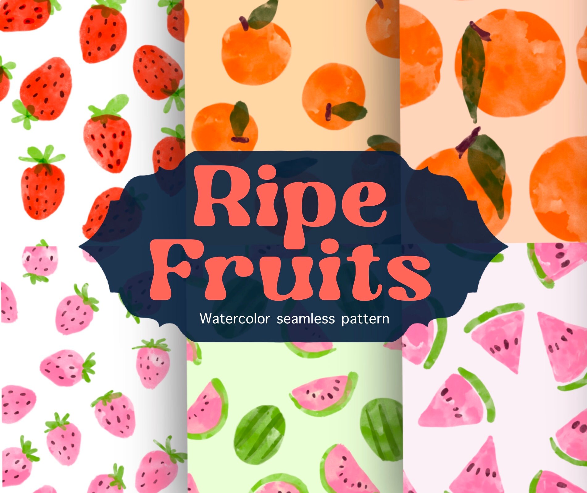 Summer Fruits Pattern Watercolor Seamless Pattern With Strawberry ...