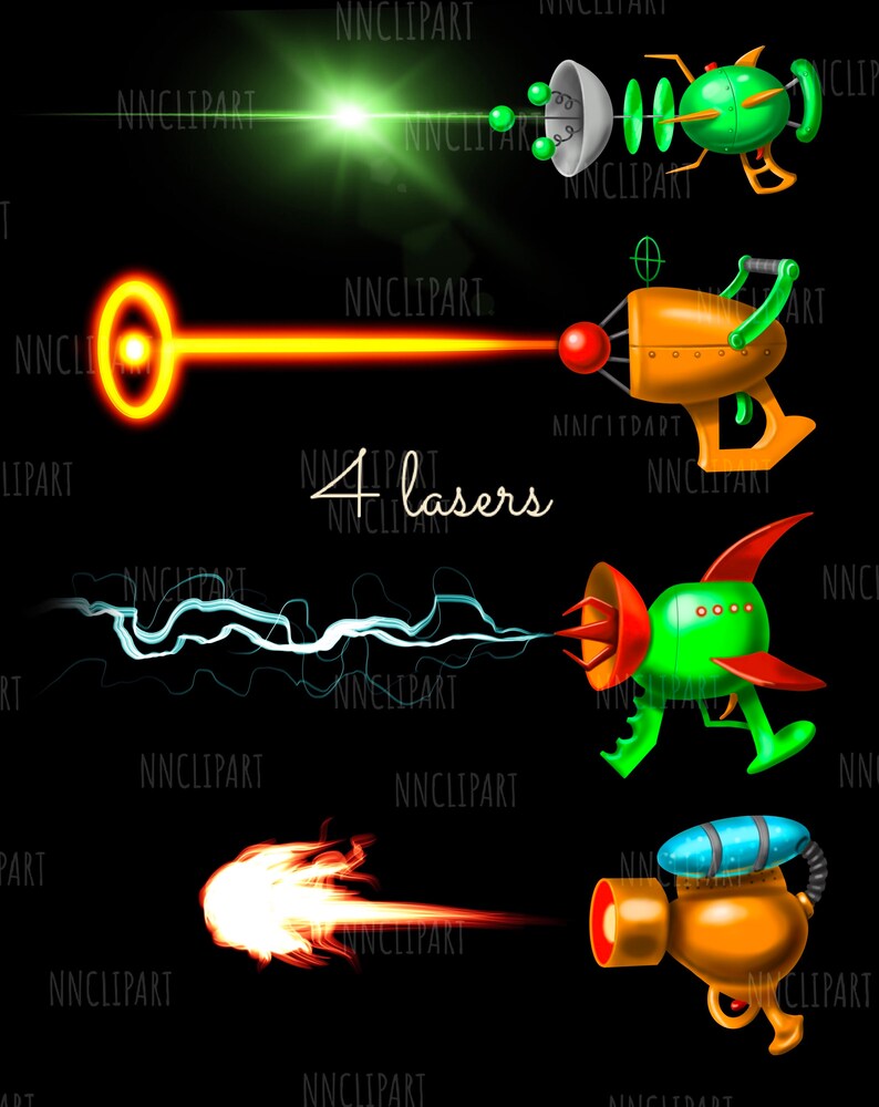 Blaster Clipart Pistolas láser PNG Blaster ray | Etsy España