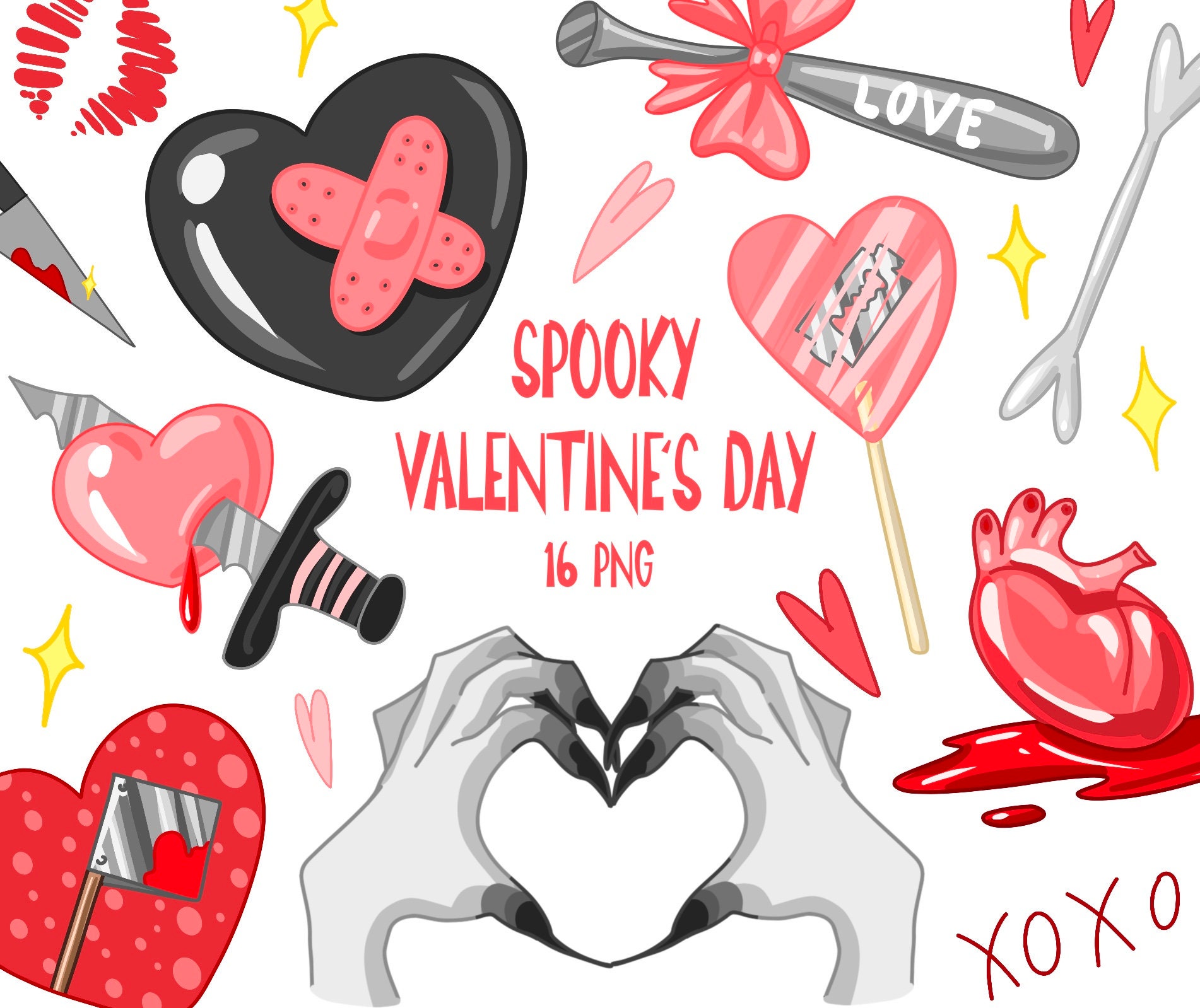 Creepy Valentine Clipart Spooky Valentine Clipart Pastel Goth Digital ...