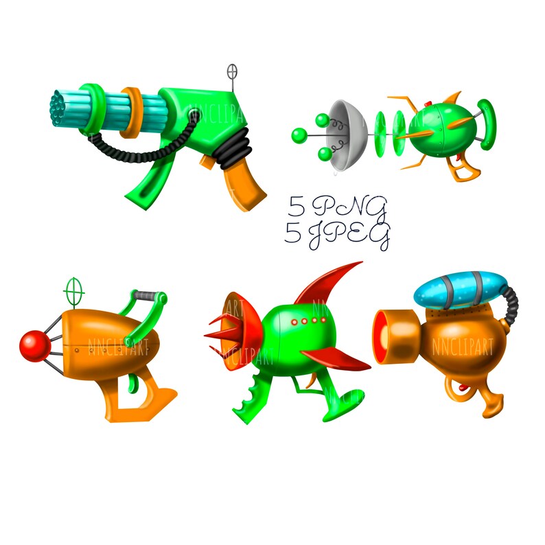 Blaster Clipart Pistolas láser PNG Blaster ray | Etsy España