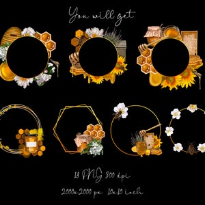 Honey Bee Frames Watercolor Clipart PNG Honey Pot Honey Jar Summer Farm ...