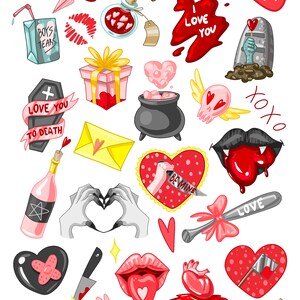 Bundle Creepy Valentine Clipart Spooky Valentine Clipart Pastel Goth ...
