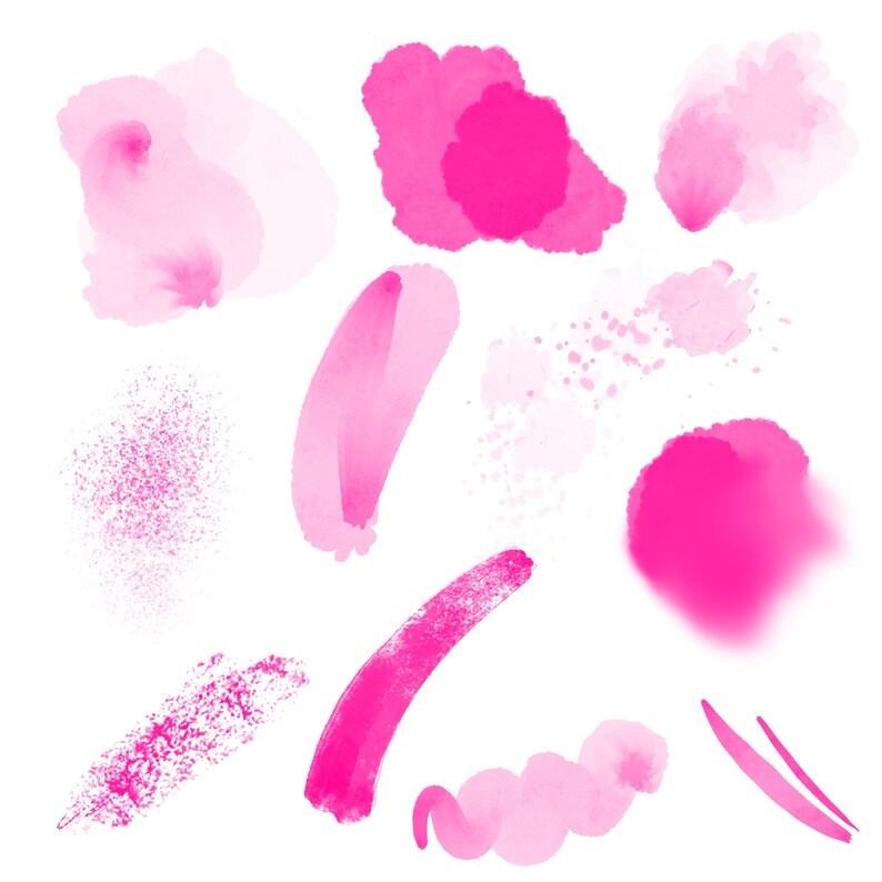 Pink Watercolor Splashes Splotches Clipart, Hand Painted Blobs, Paint ...
