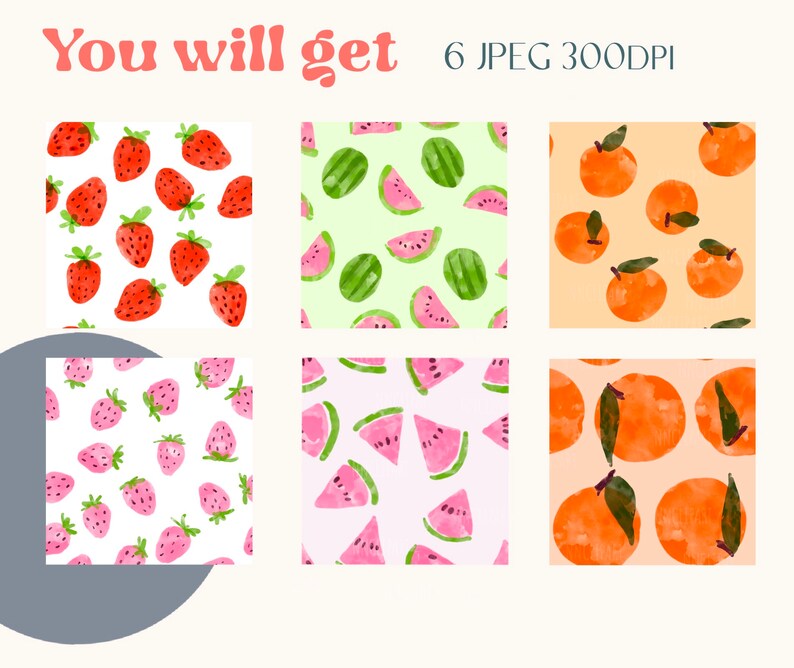 Summer Fruits Pattern Watercolor Seamless Pattern With Strawberry ...