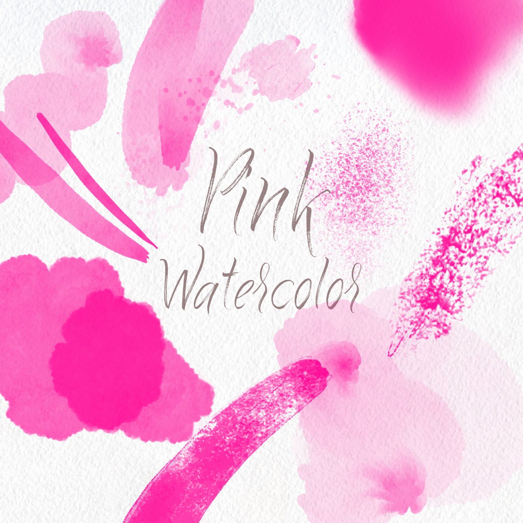 Pink Watercolor Splashes Splotches Clipart, Hand Painted Blobs, Paint ...