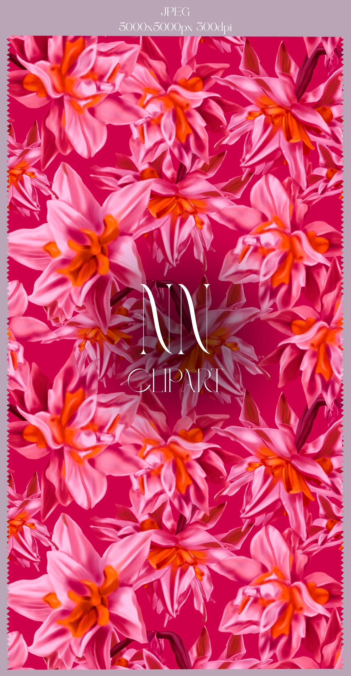 Viva Magenta Fashion Collection Pattern Watercolor Flower Digital Paper ...