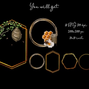 Honey Bee Frames Watercolor Clipart PNG Honey Pot Honey Jar Summer Farm ...