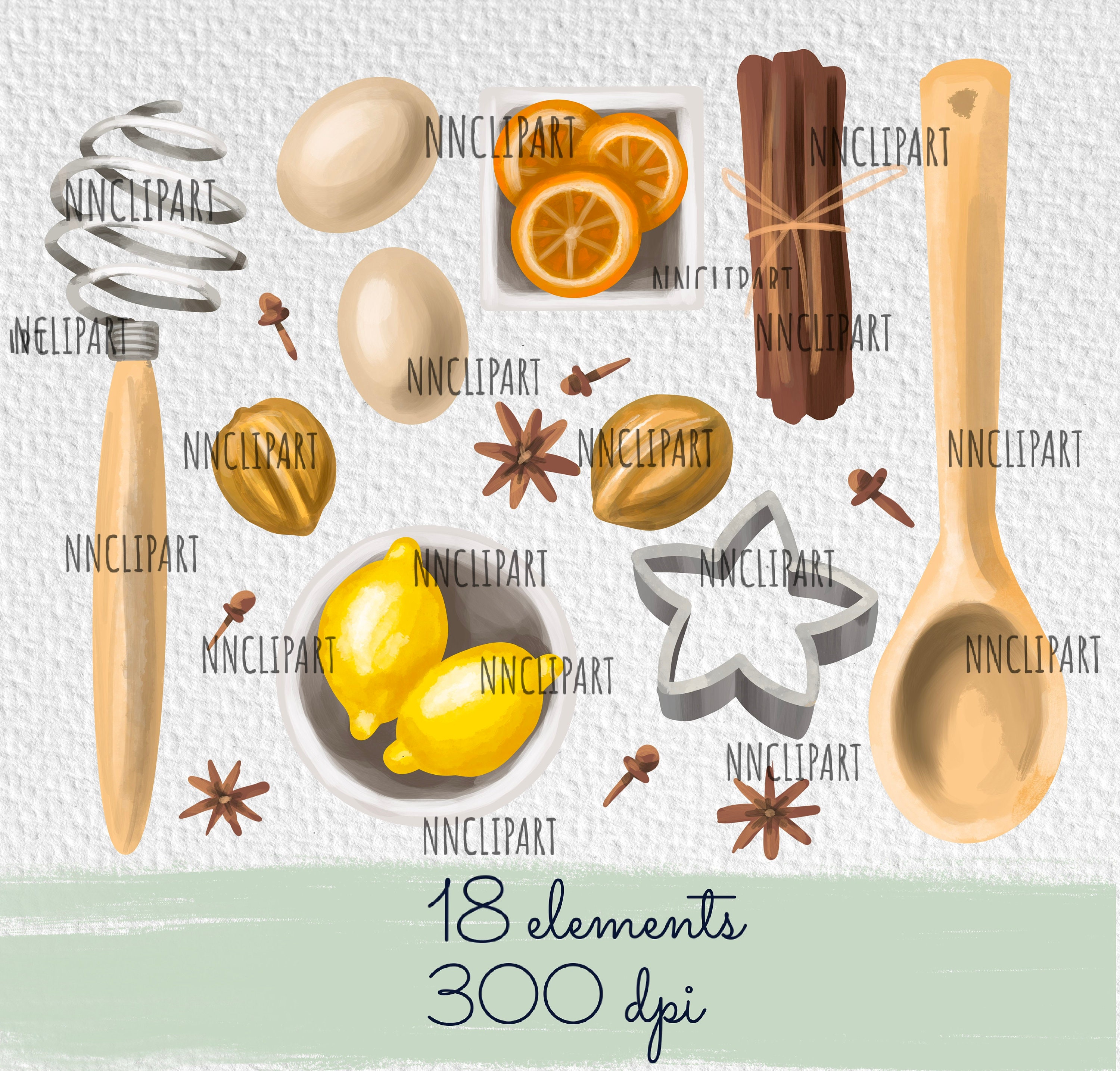 Watercolor Kitchen Utensils Clipart PNG Clip Art Kitchen | Etsy