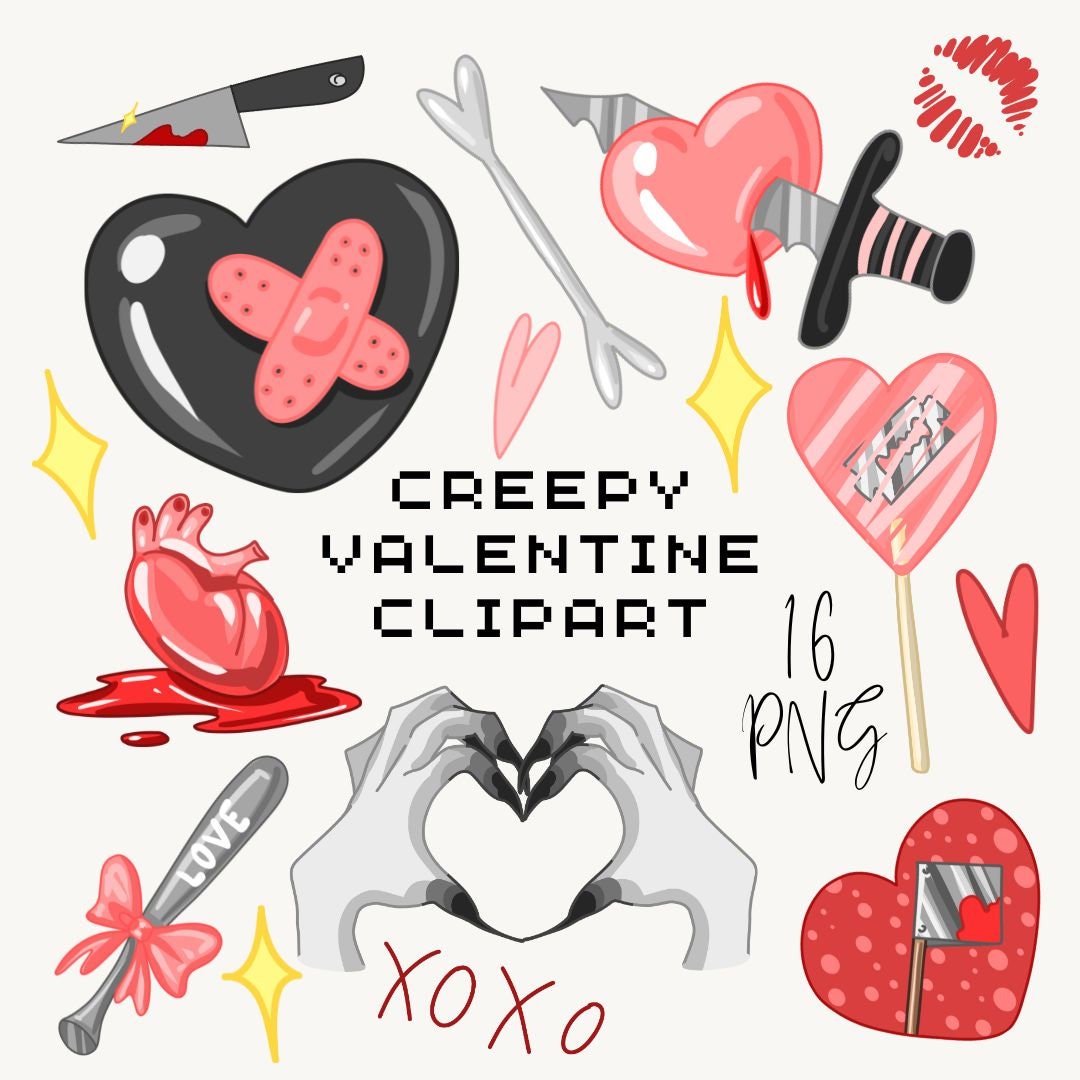 Creepy Valentine Clipart Spooky Valentine Clipart Pastel Goth Digital ...