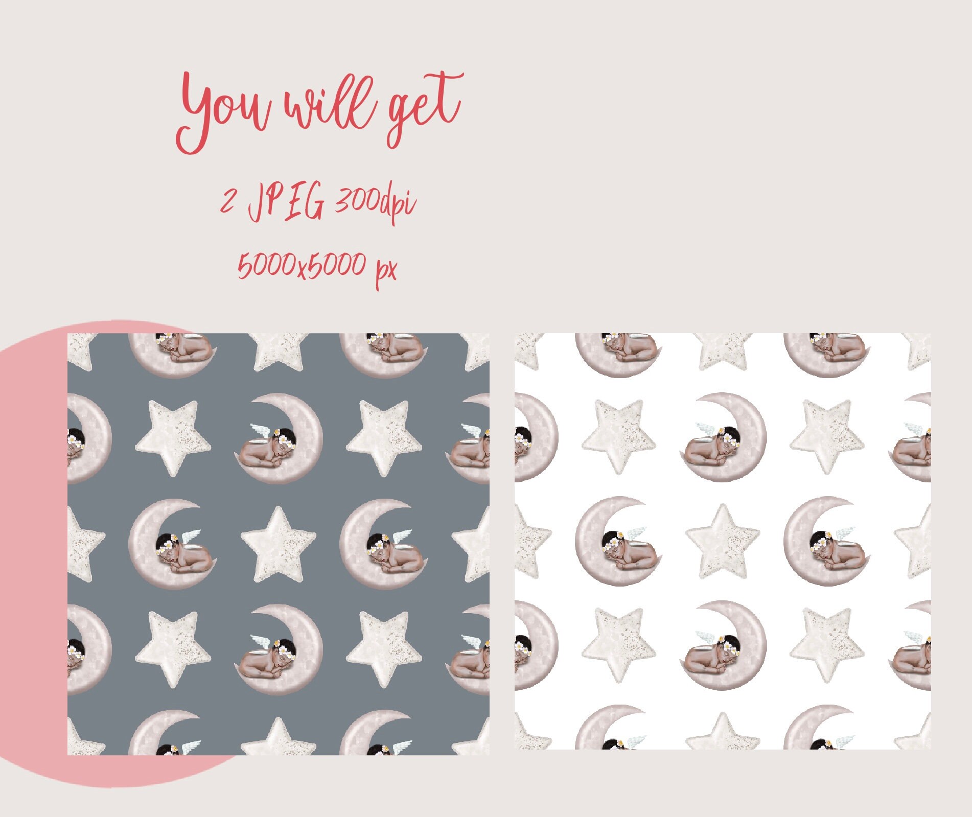 Watercolor Newborn Babies Seamless Pattern Baby Shower Repeat Digital ...