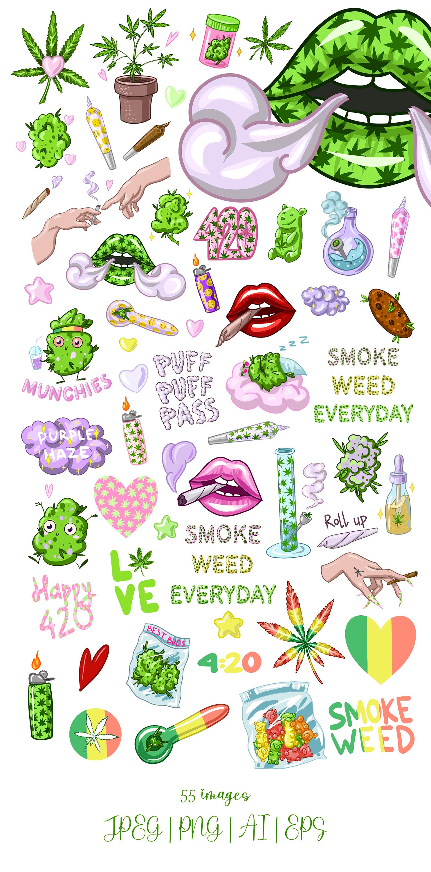 Cannabis Bundle Sublimation Cute Weed Planner Marijuana Digital ...