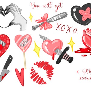 Creepy Valentine Clipart Spooky Valentine Clipart Pastel Goth Digital ...