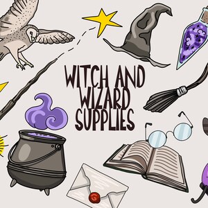 Magic Clipart Witch and Wizard Supplies Halloween Clipart PNG - Etsy