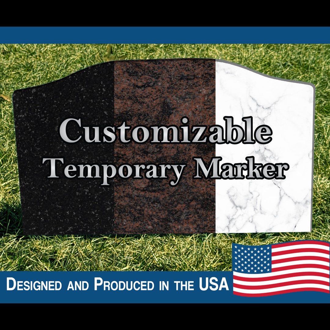 PVC Customizable Temporary Grave Marker, Headstone, Black Granite, Faux ...