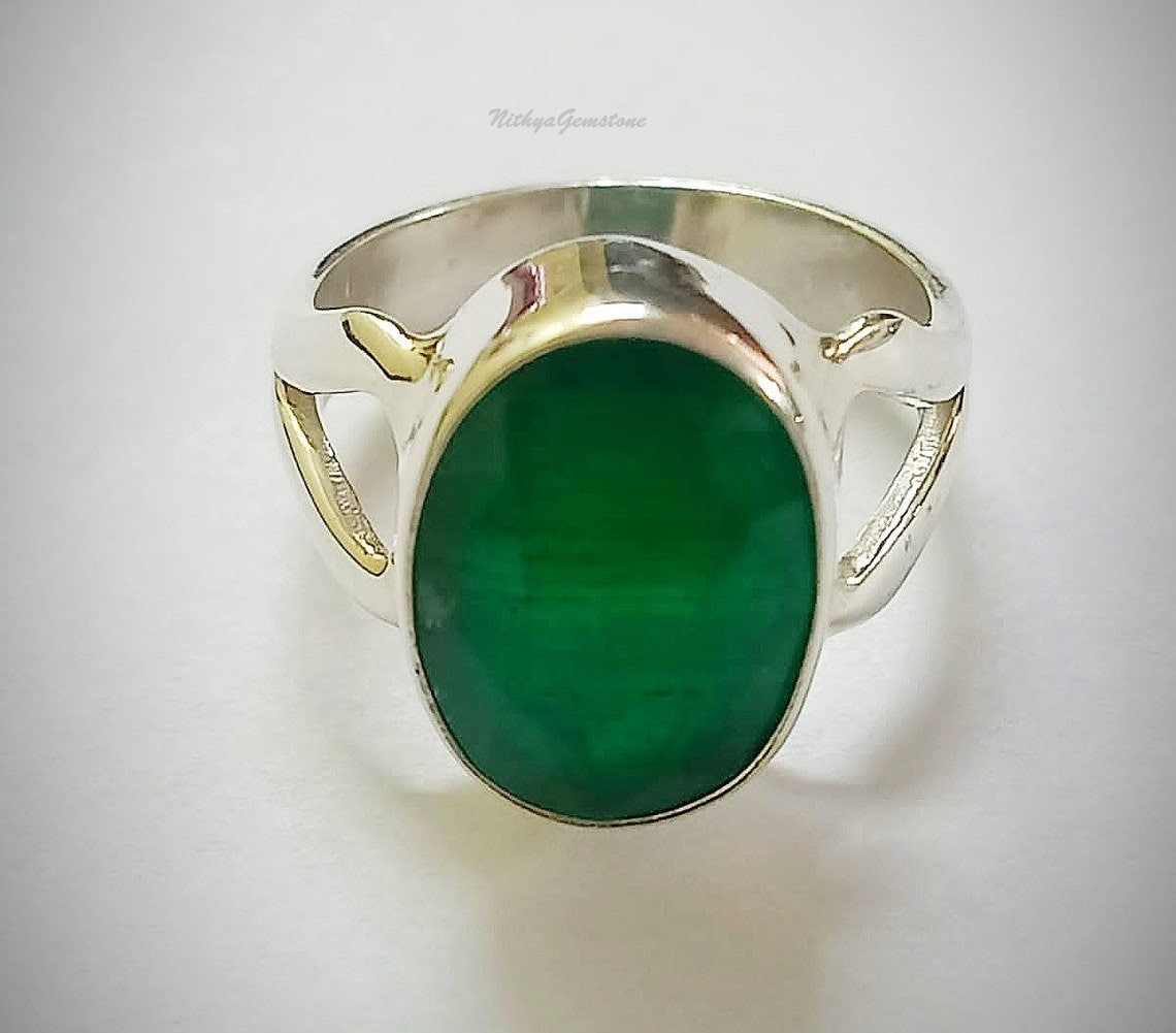 Panna Stone Ring Designs In Silver