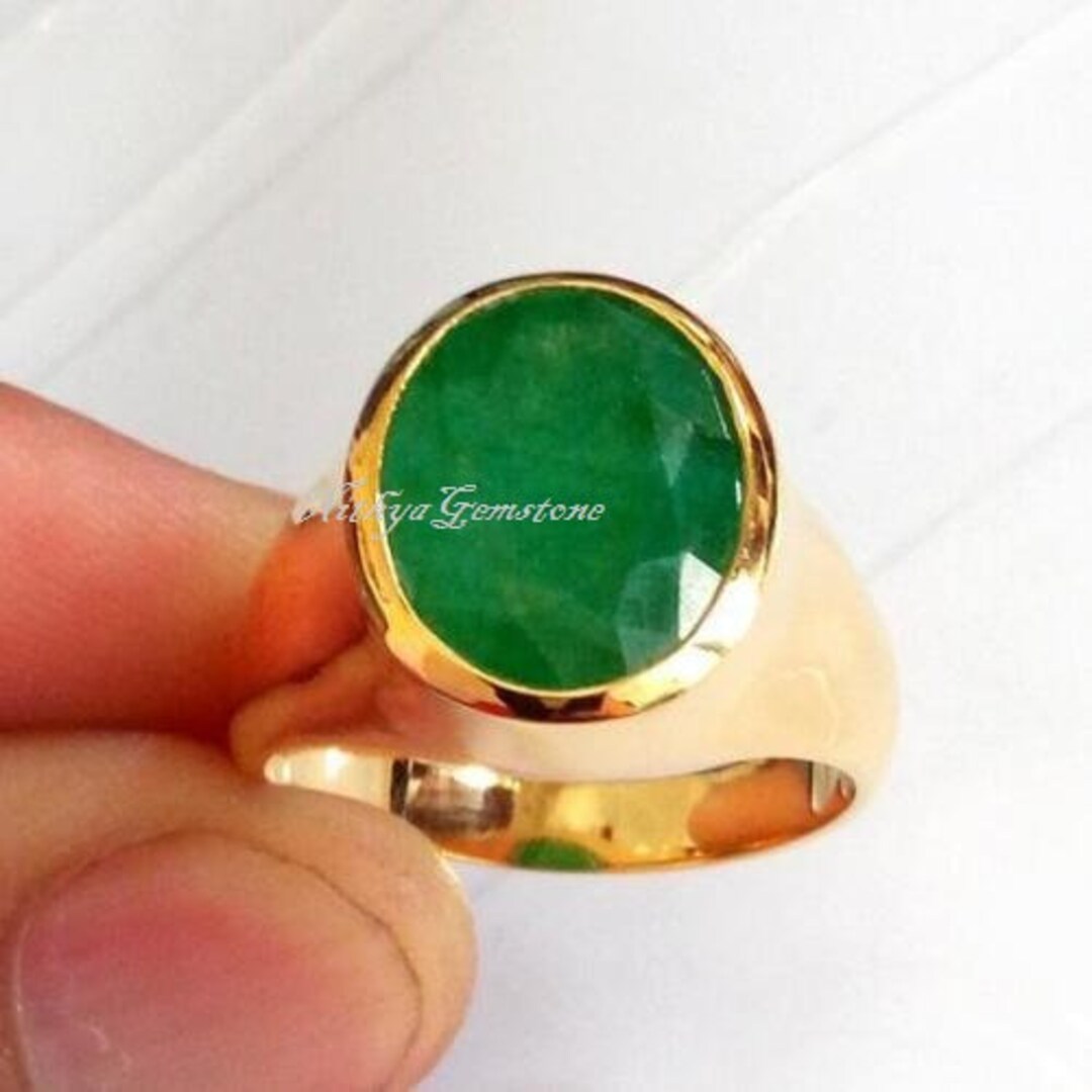 Natural Certified Emerald Astrological Ring, Birthstone Emerald Ring ...