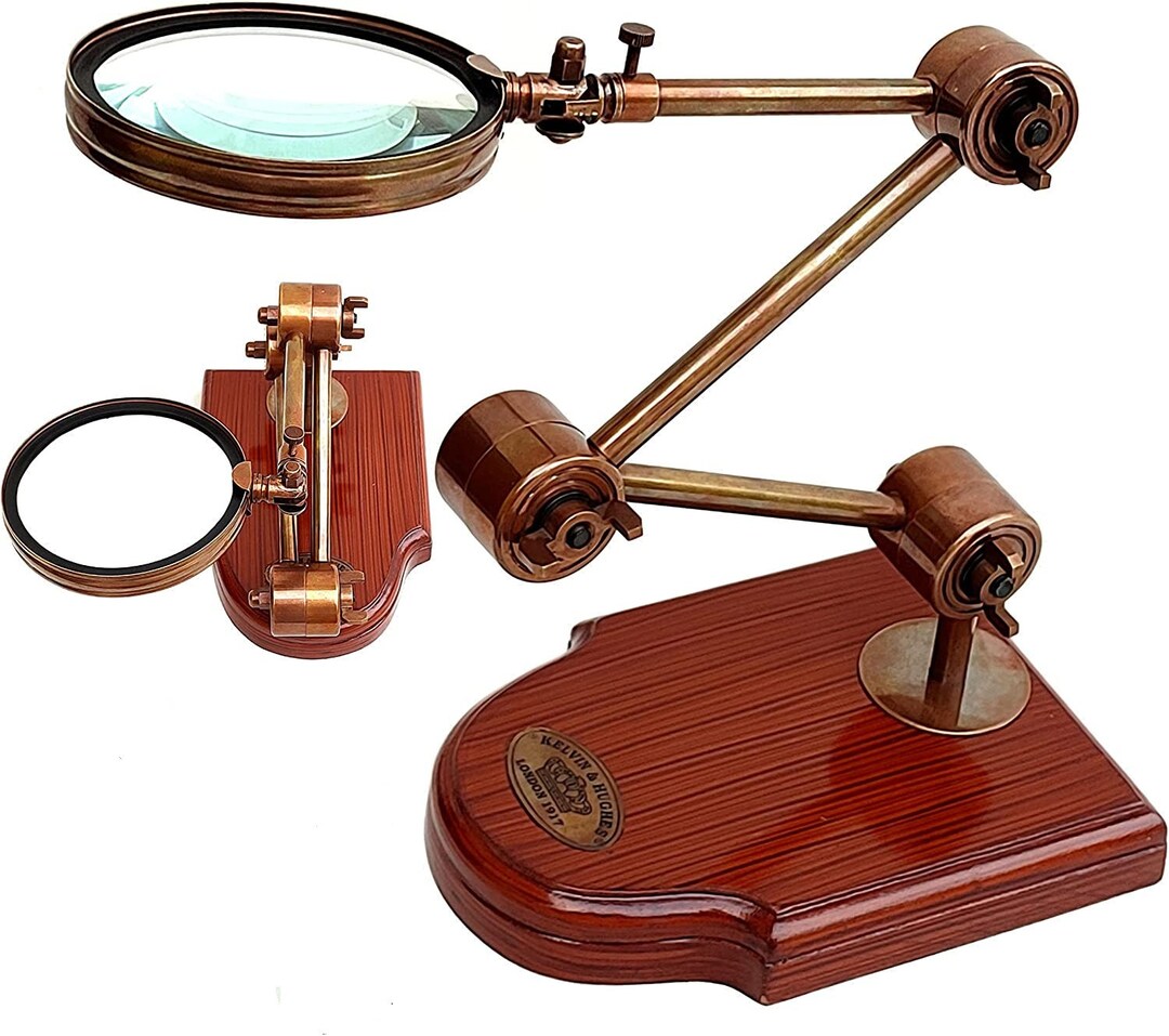 Brass Desk Magnifier Moveable Lens Kelvin & Hugnes London Marine ...