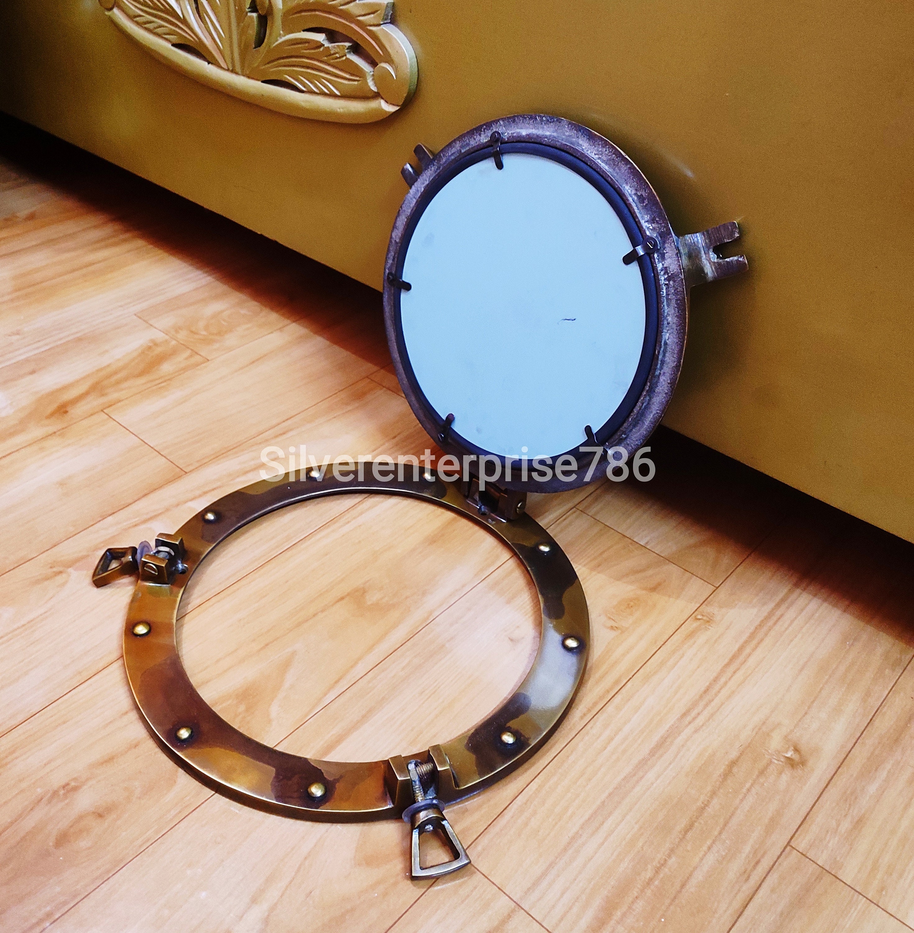 Antique Brass Porthole Mirror Maritime Ship's Decor Wall Hanging ...