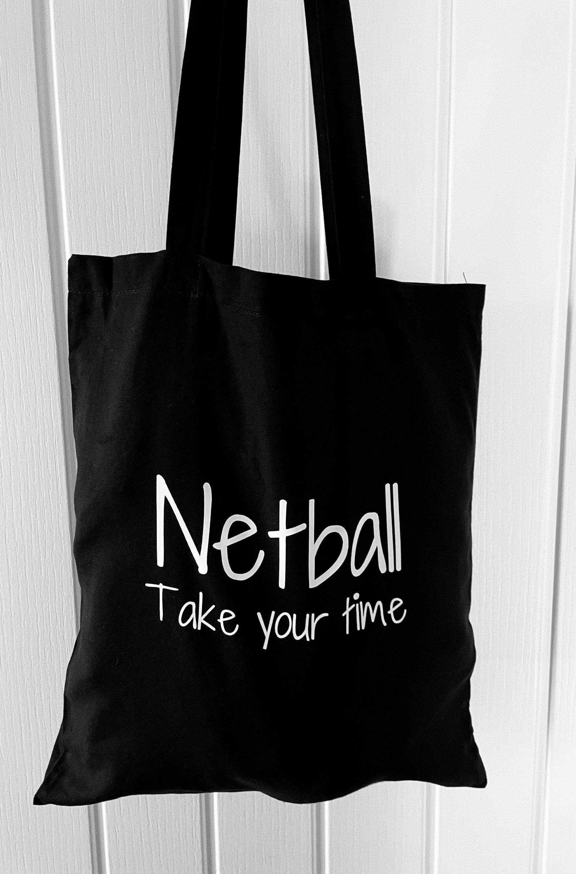 Netball Tote Bag: Black or Cream Netball Slogan - Etsy Australia
