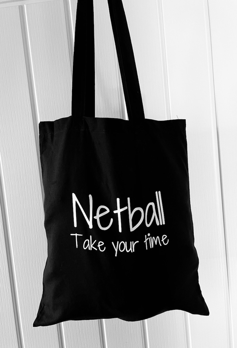 Netball Tote Bag: Black or Cream Netball Slogan - Etsy Australia