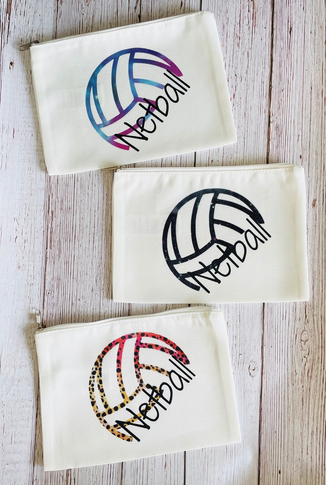 Netball Cosmetic Bag White Various Colour Options - Etsy