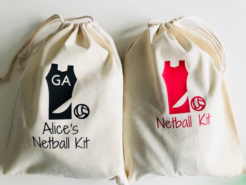 Netball Cotton String Bag - Netball Kit Custom/personalised Sports Gift ...