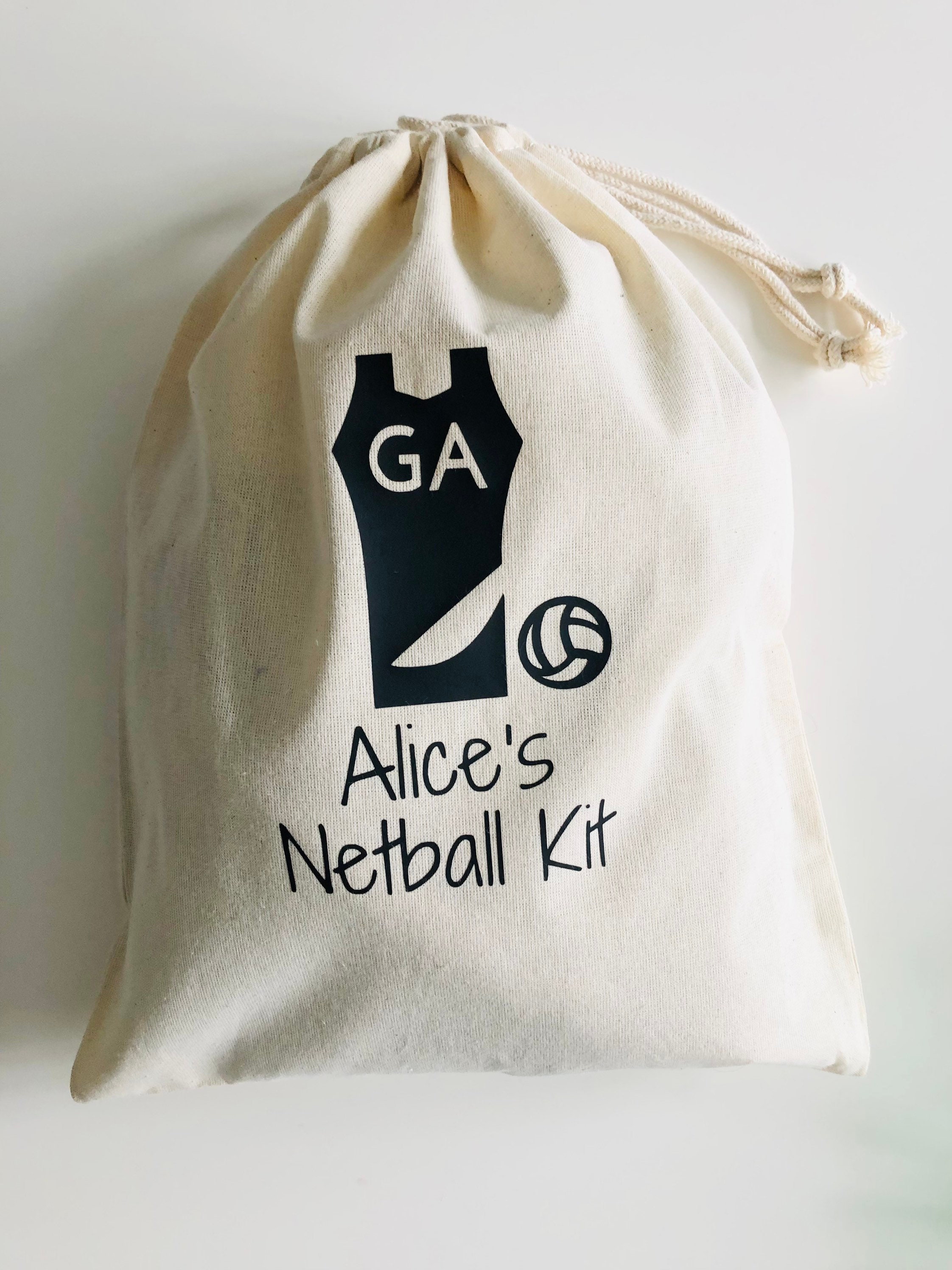 Netball Cotton String Bag Netball Kit Custom/personalised Sports Gift ...