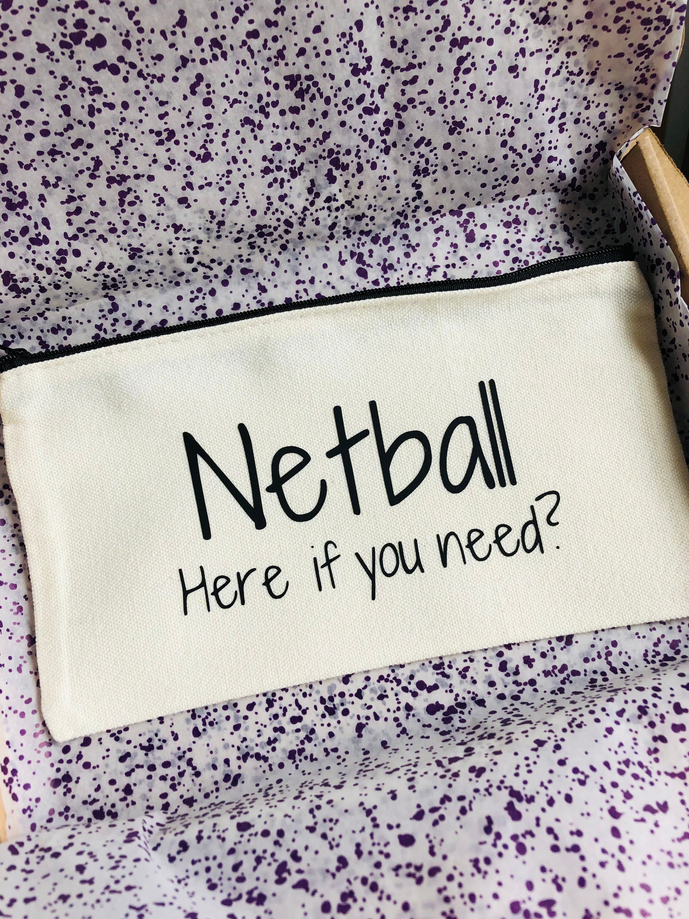 Netball Gift Small Cosmetic Bag Purse Various Phrases Optional Add on ...