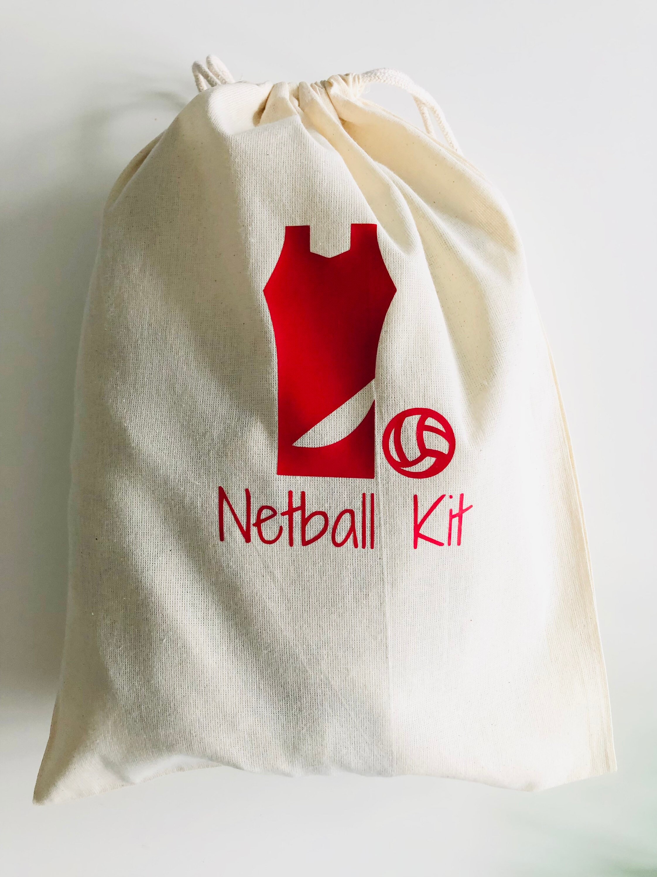 Netball Cotton String Bag - Netball Kit Custom/personalised Sports Gift ...