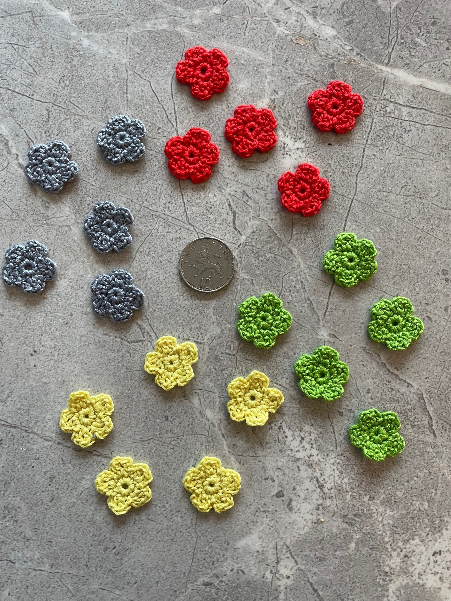 Mini Tiny Handmade Crochet Flowers Set of 5 Applique - Etsy