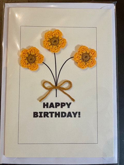 Handmade Crochet Flower Birthday Card, Different Colour Options, Can Be ...