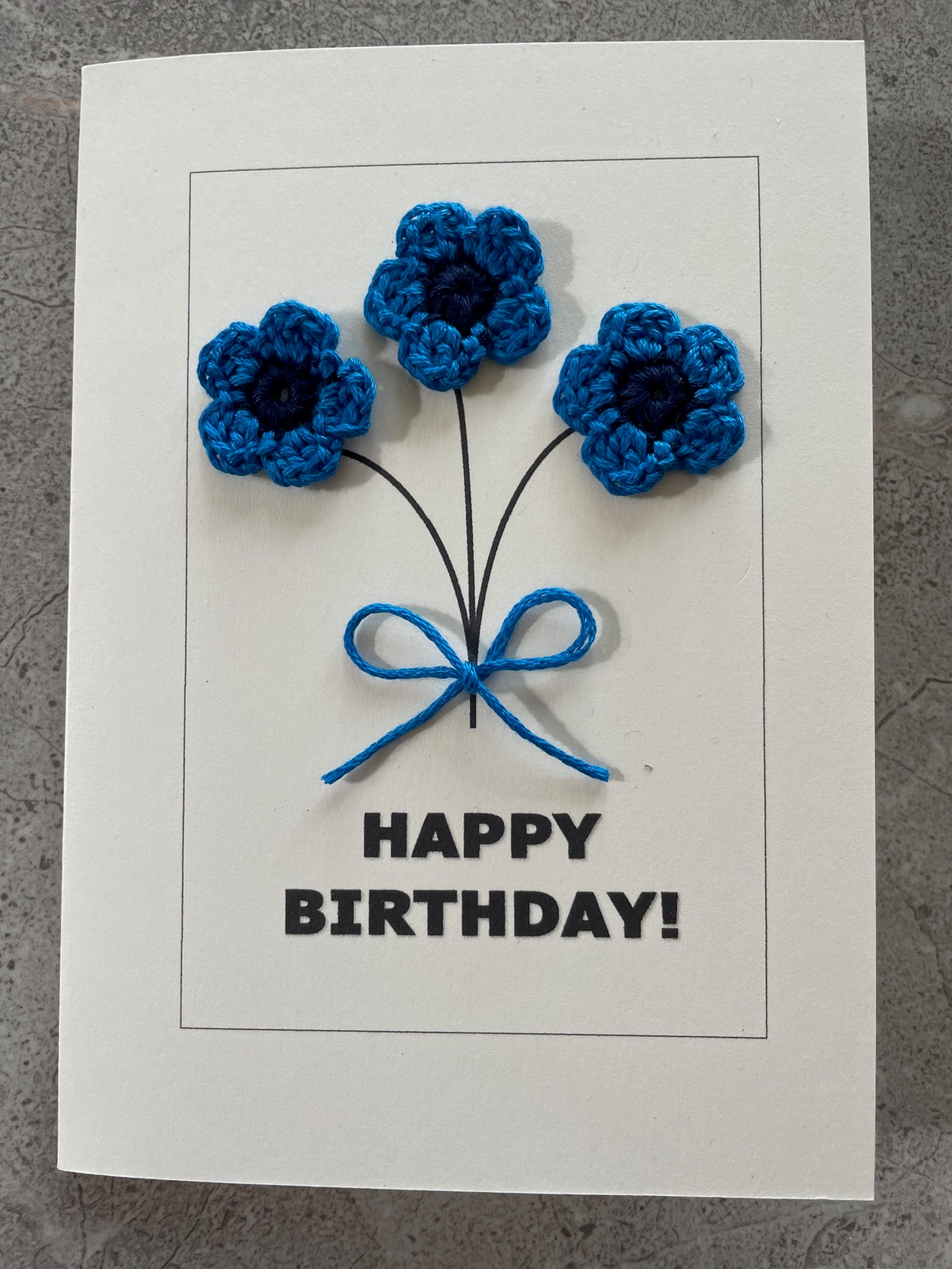 Handmade Crochet Flower Birthday Card, Different Colour Options, Can Be ...