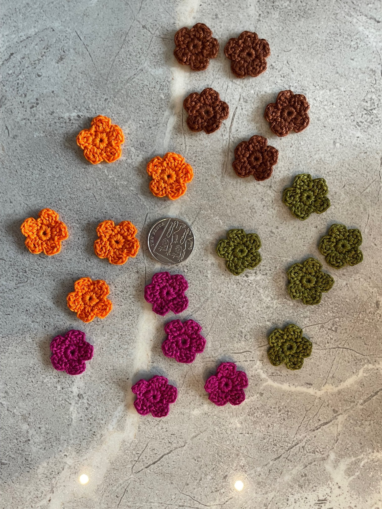 Mini Tiny Handmade Crochet Flowers Set of 5 Applique - Etsy