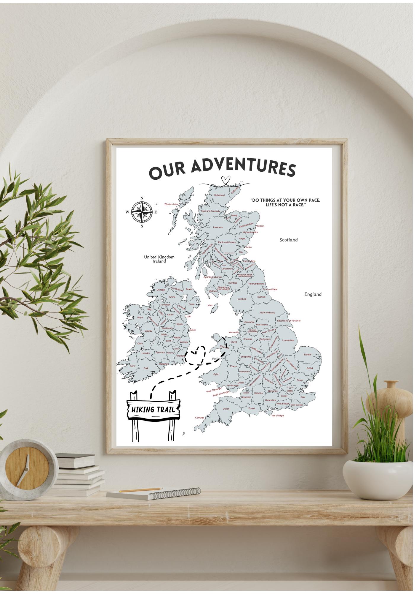 Colour Map for Walking and Hiking Adventures, Remember Everywhere You ...