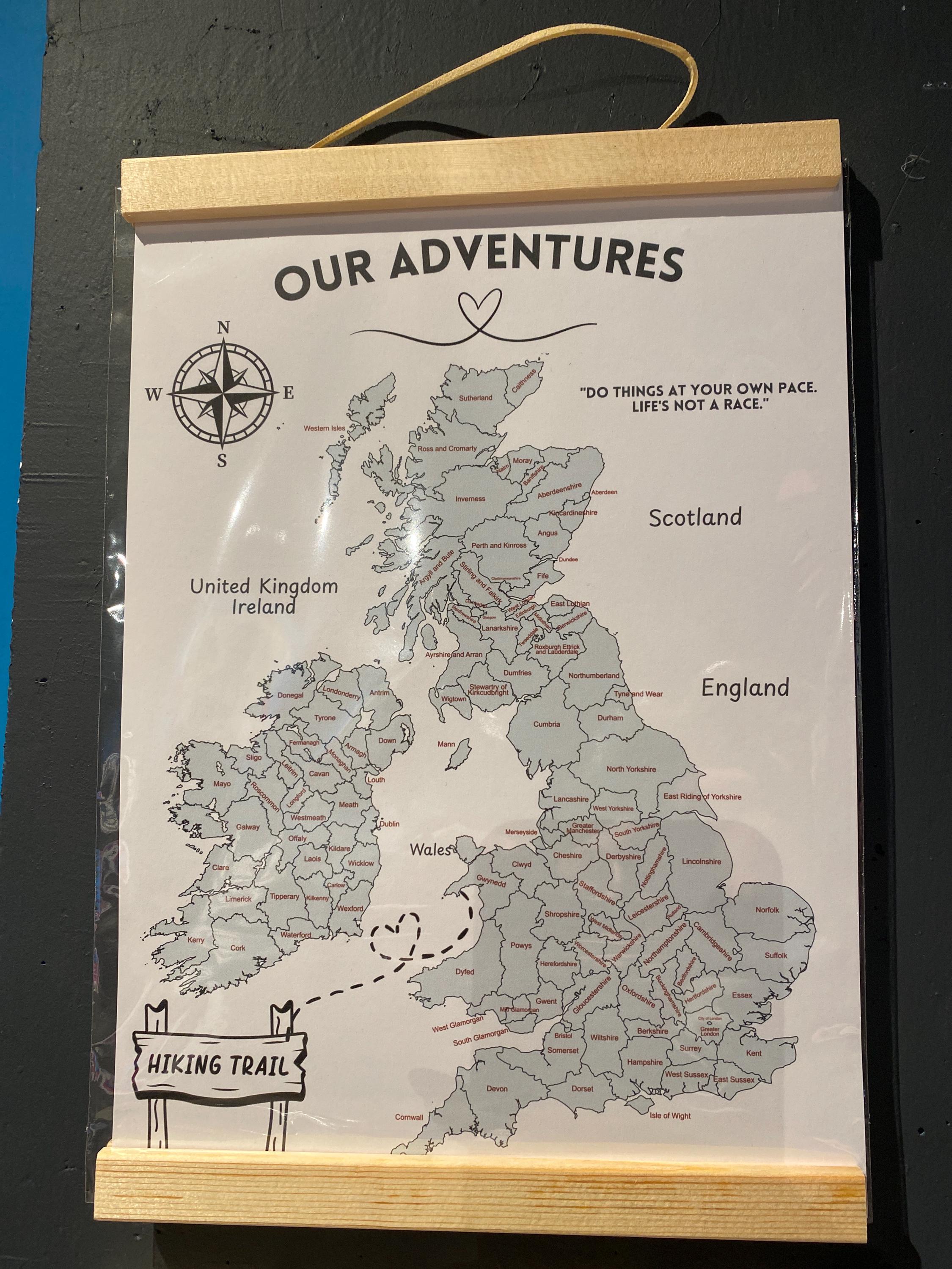 Colour Map for Walking and Hiking Adventures, Remember Everywhere You ...