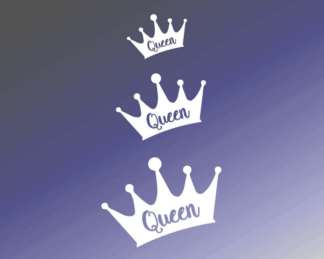 X2 Beautiful Crown Queen and Wording Vinyl Decals 3 Sizes Many Colors ...
