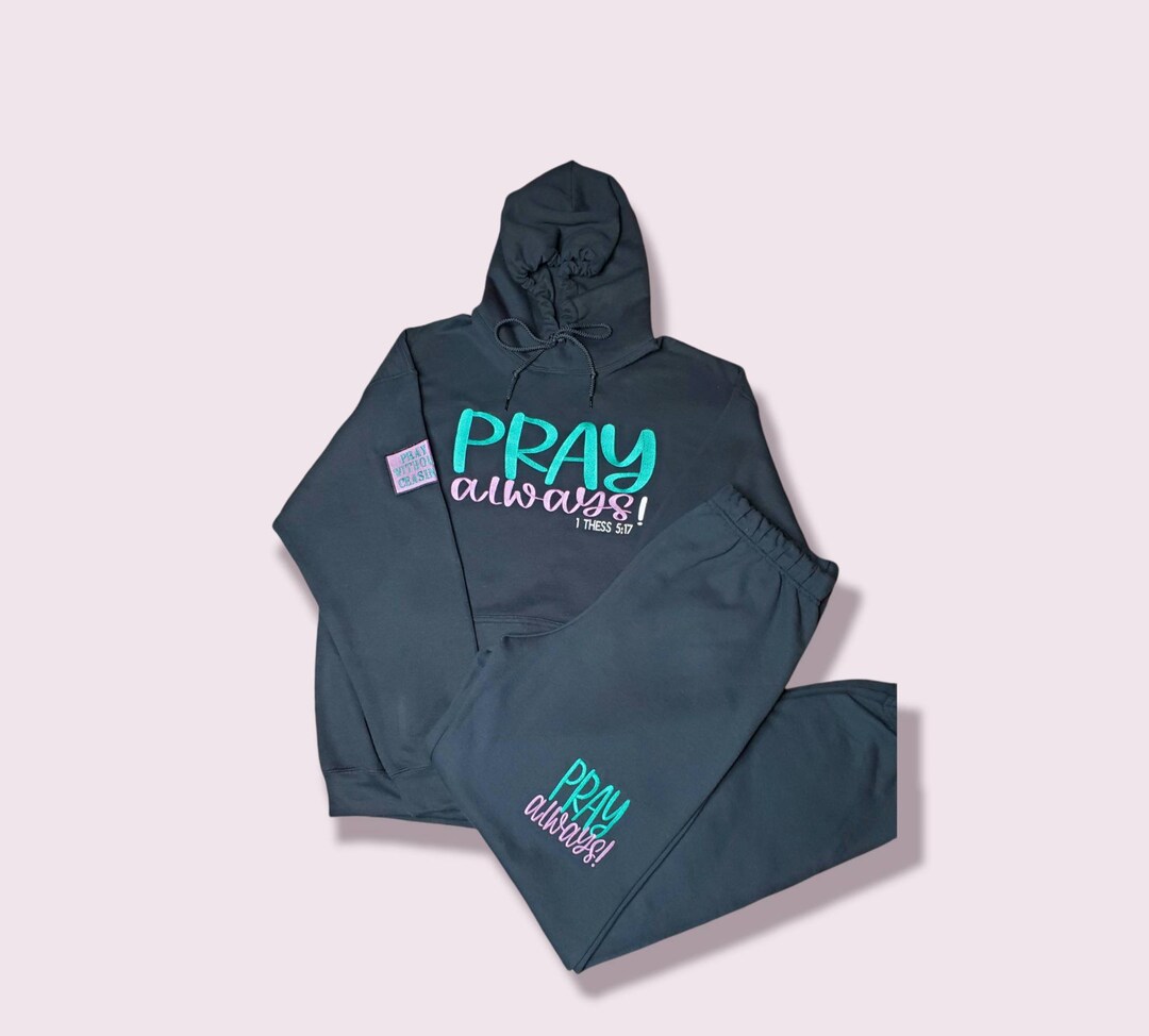Embroidered Pray Always Set: Top and Bottoms - Etsy