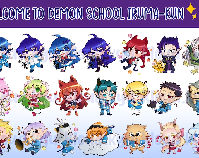 Mairimashita! Iruma-kun 2.5" Glossy Stickers - Iruma, Clara, Asmodeus ...