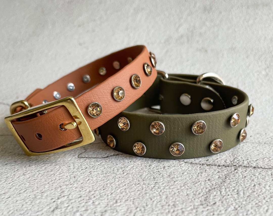 Double Row | Rhinestone Dog Collar | Vegan | Biothane | Bespoke - Etsy