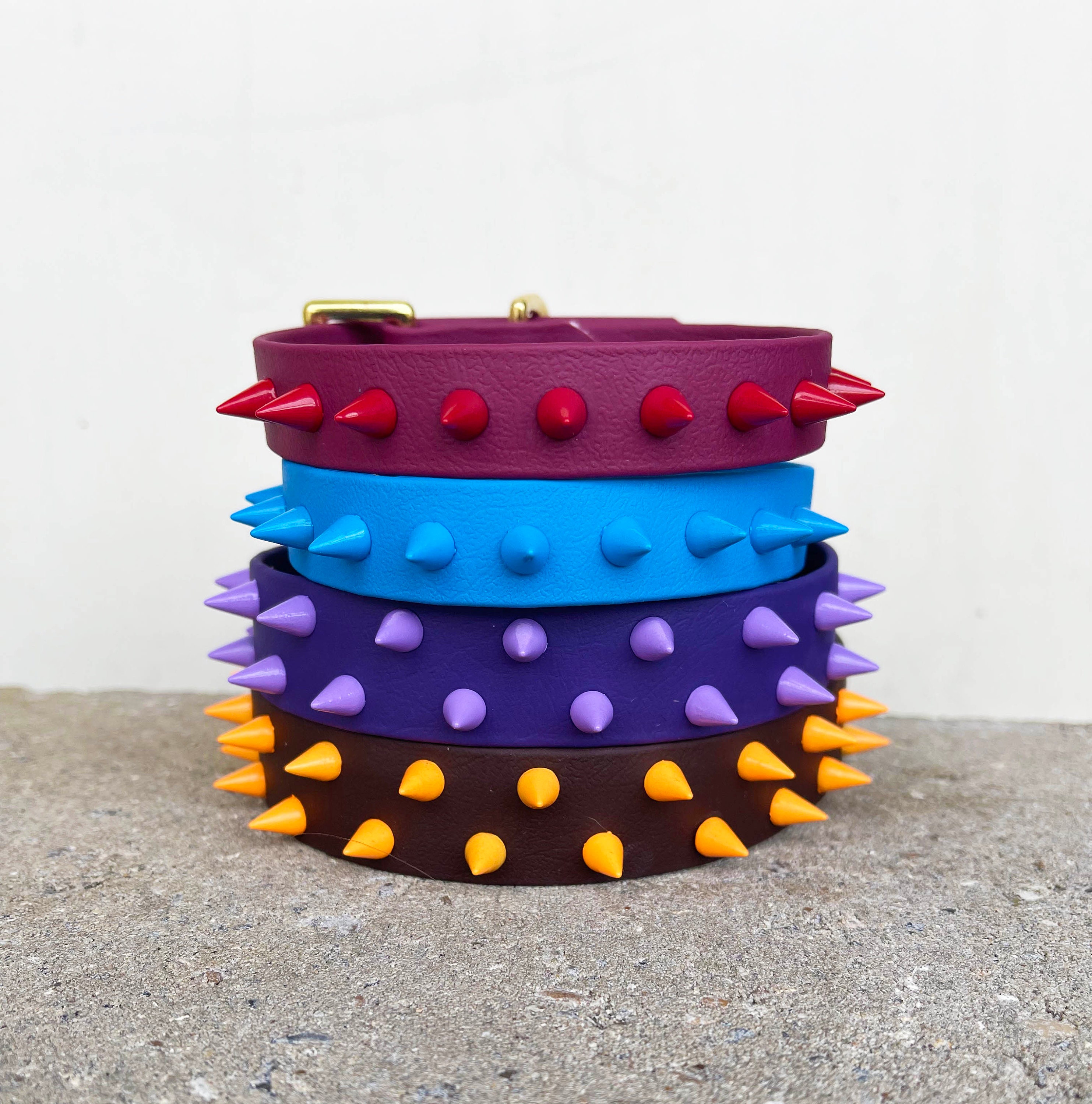 Spiked Pet Collar Vegan Leather 20 Colours Bespoke - Etsy