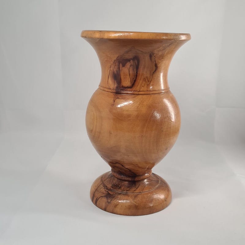Olive Wood Turned Vase - Etsy UK